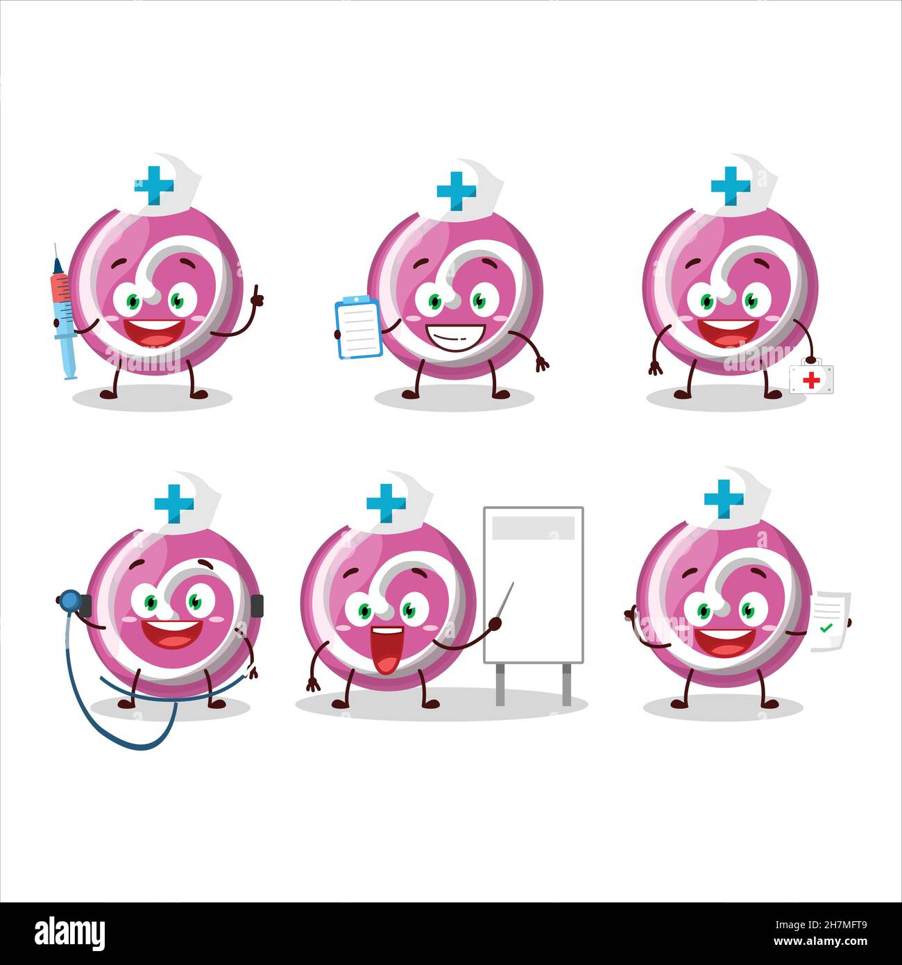 Doctor profession emoticon with pink sweet candy cartoon character ...
