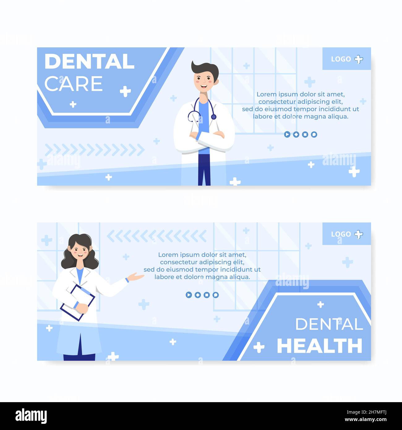 Dental Flat Design Illustration Banner Editable of Square Background ...