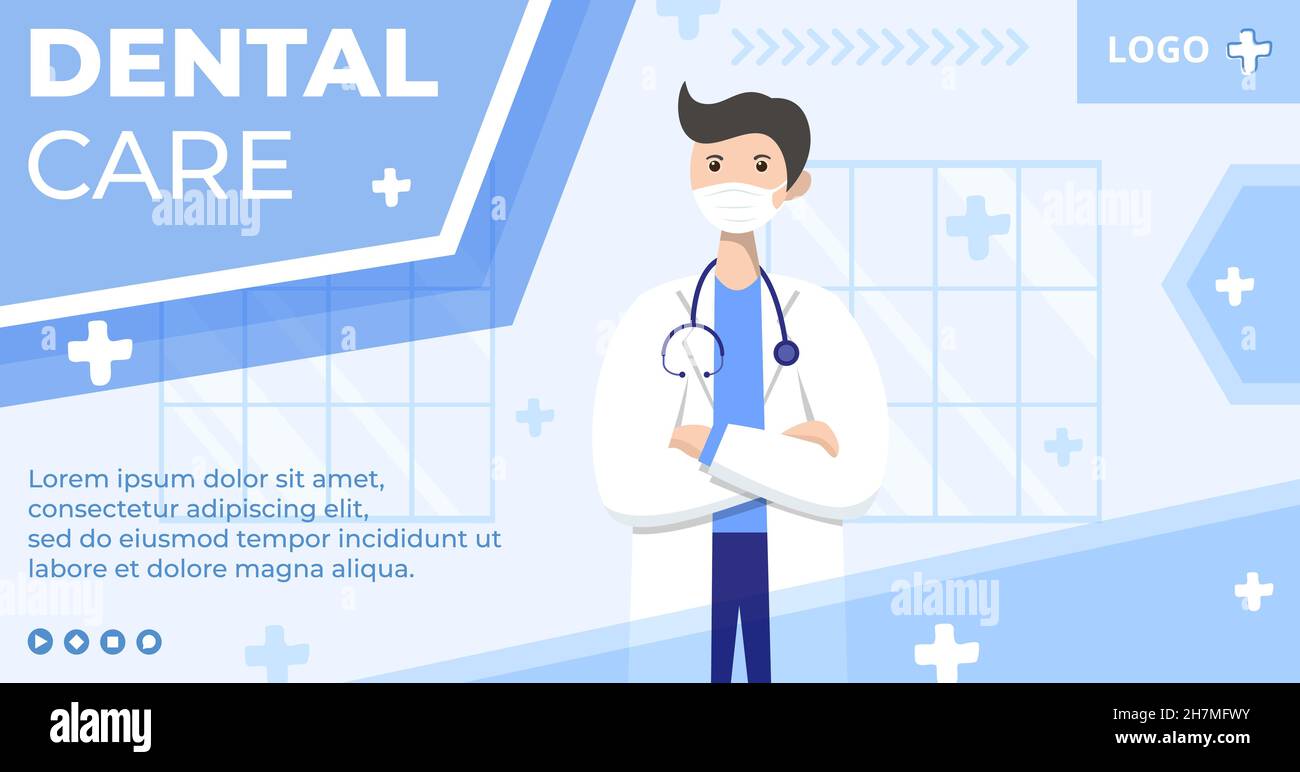 Dental Flat Design Illustration Post Editable of Square Background ...