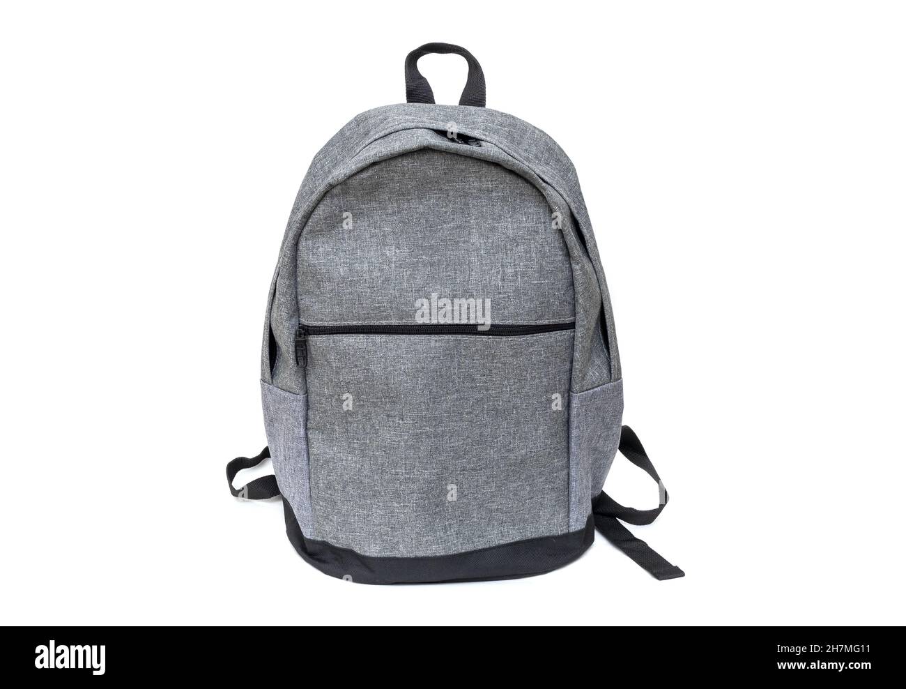 Classic gray backpack isolated on white Stock Photo - Alamy