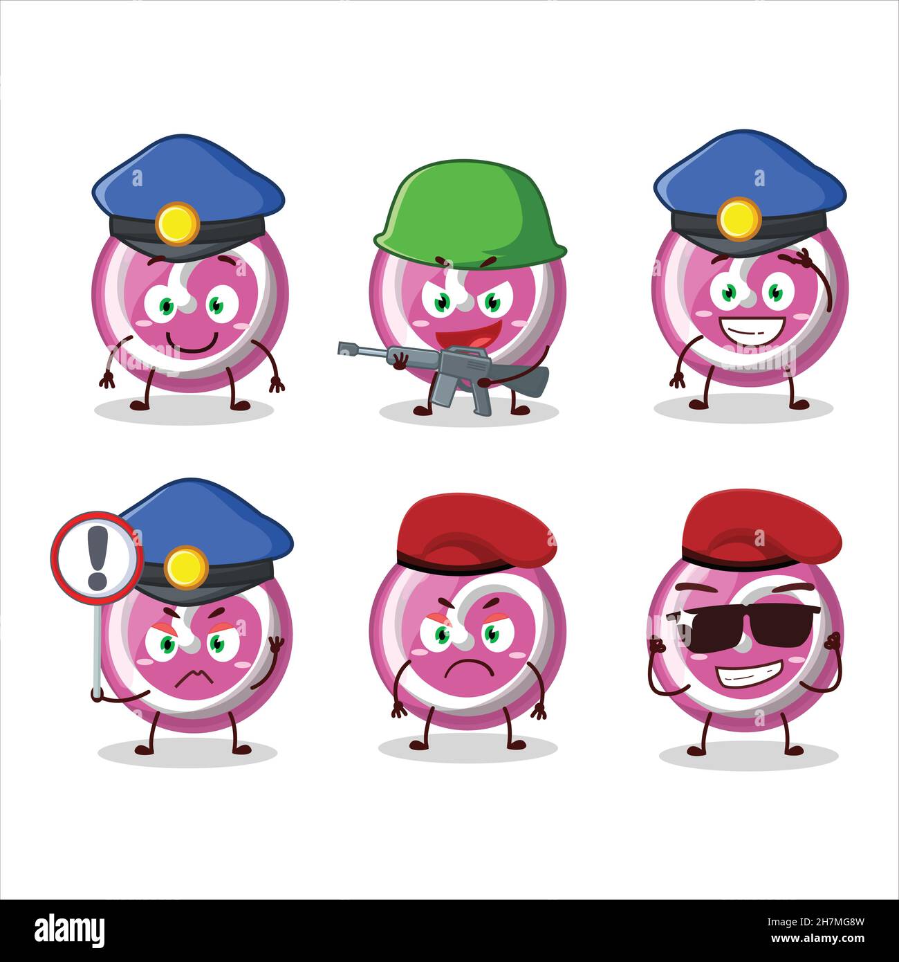 A dedicated Police officer of pink sweet candy mascot design style ...