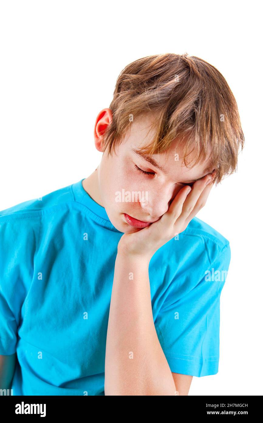 Sorrowful Kid Isolated on the White Background Stock Photo - Alamy