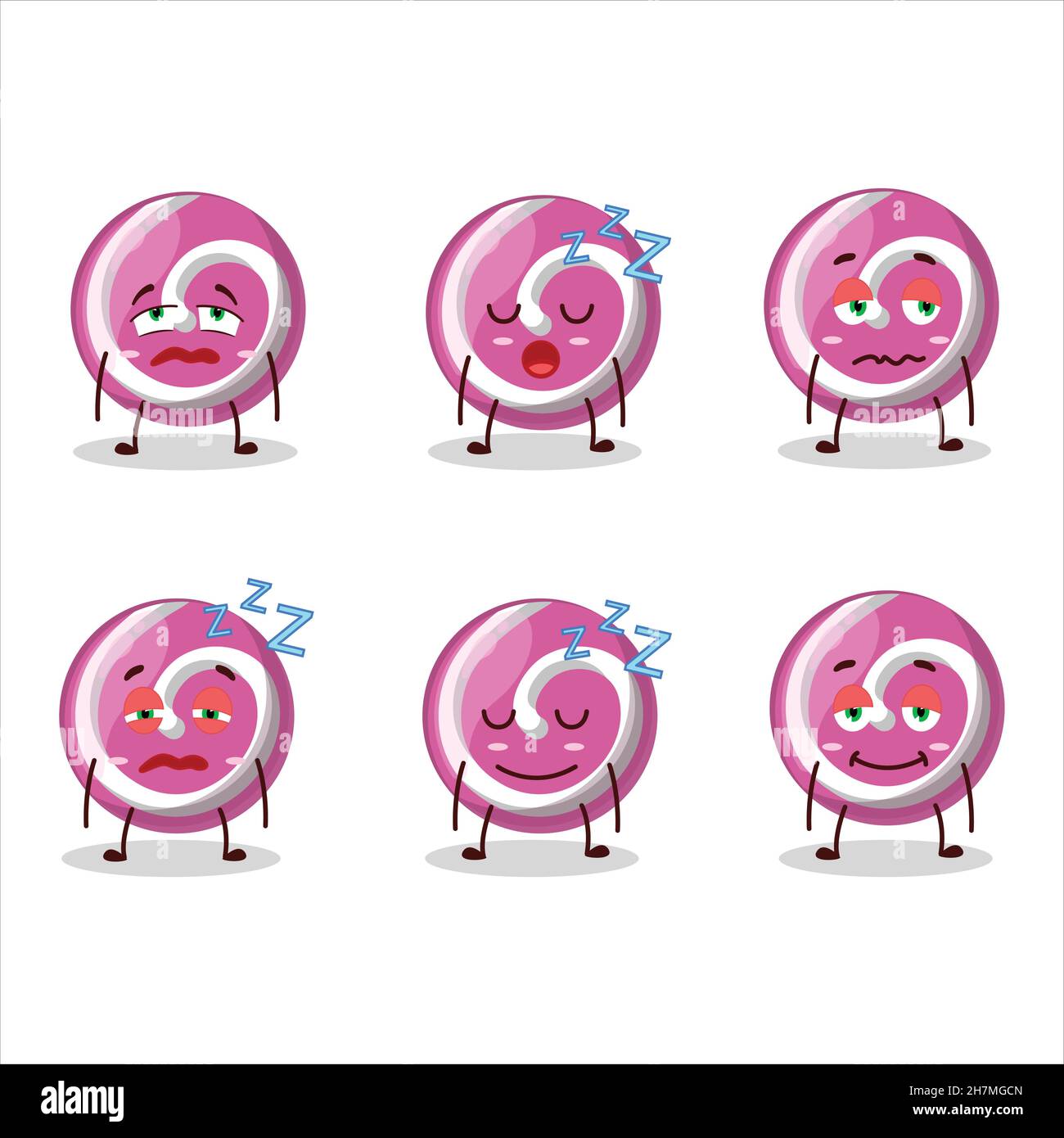 Cartoon character of pink sweet candy with sleepy expression. Vector ...