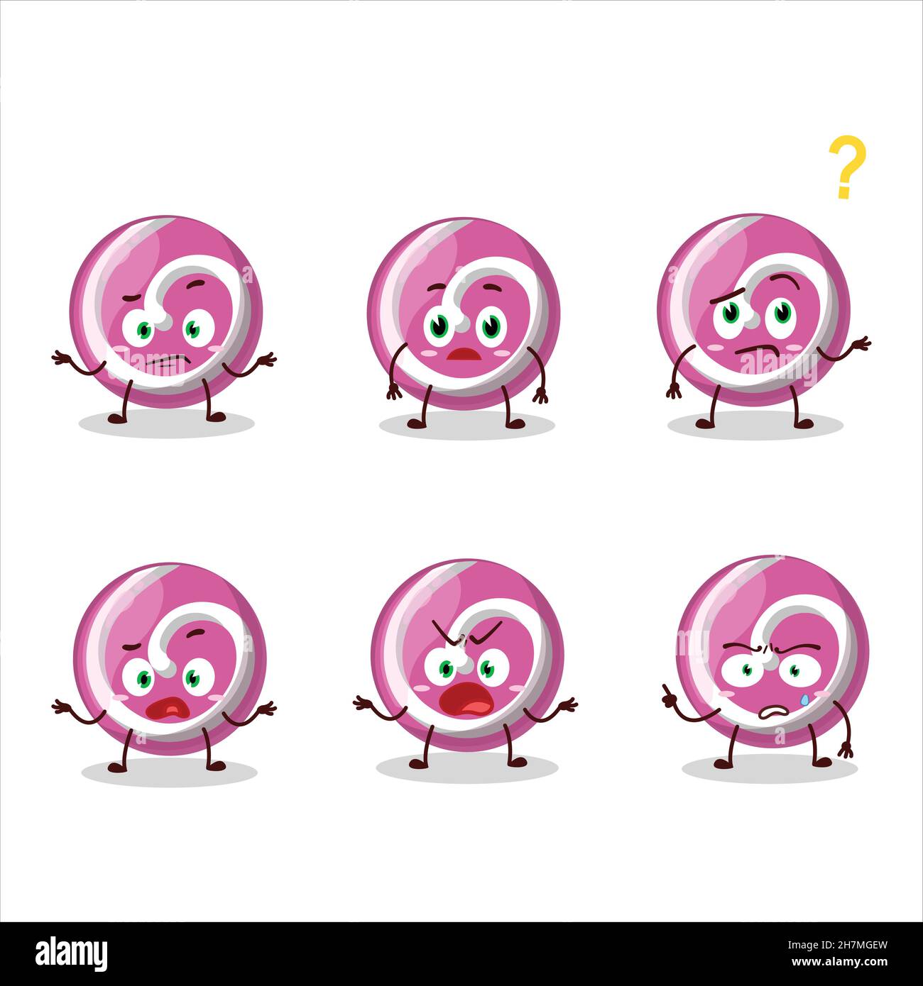 Cartoon character of pink sweet candy with what expression. Vector ...