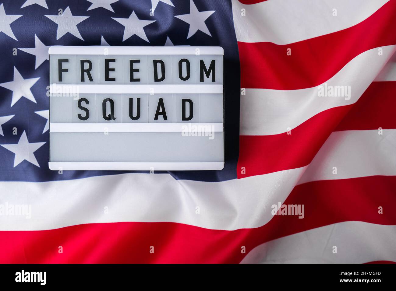 American flag. Lightbox with text FREEDOM SQUAD Flag of the united ...