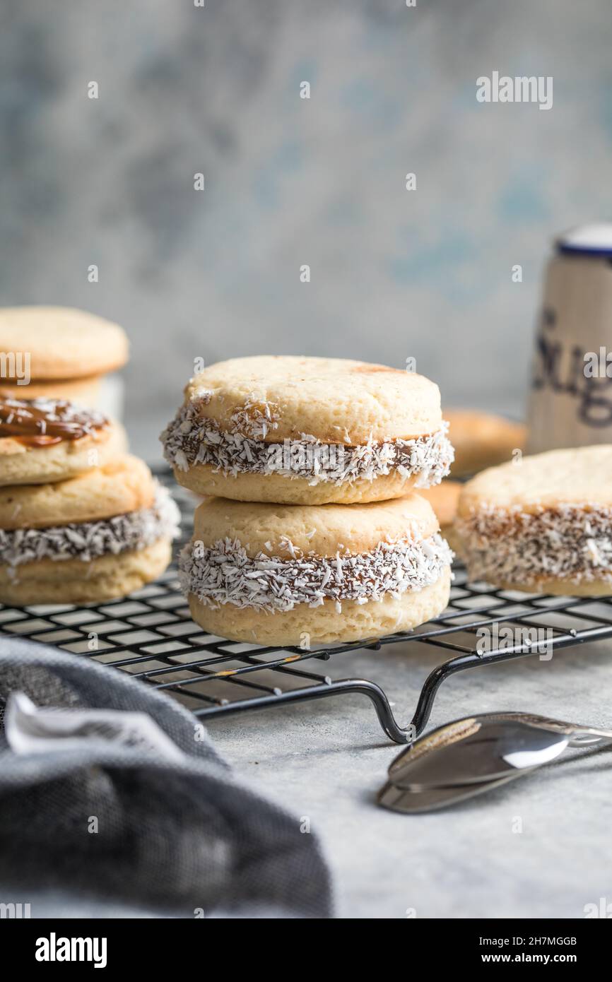 Alfajores: Traditional Peruvian cookies filled with caramel Stock Photo ...