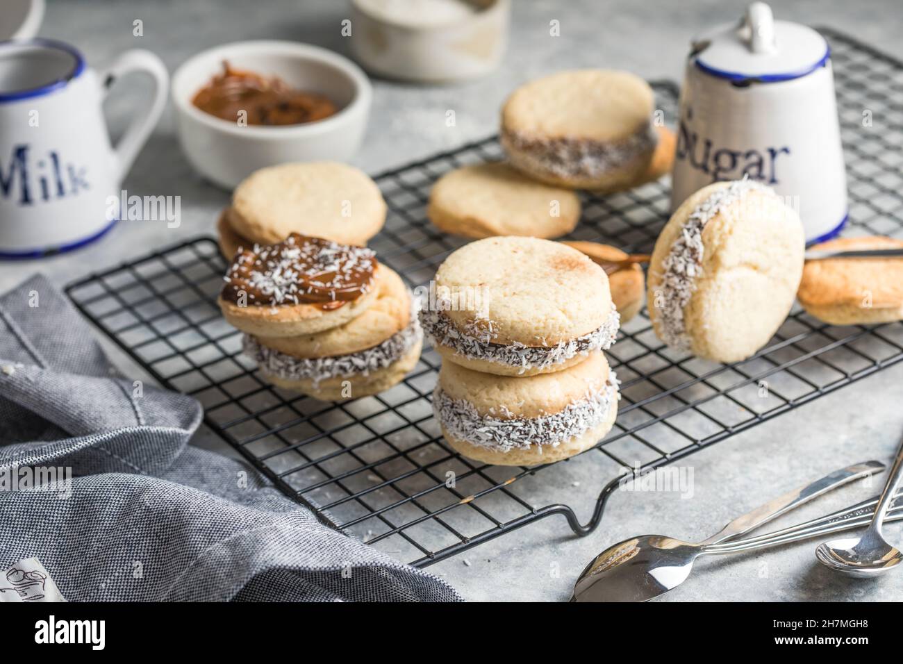 Alfajores: Traditional Peruvian cookies filled with caramel Stock Photo ...