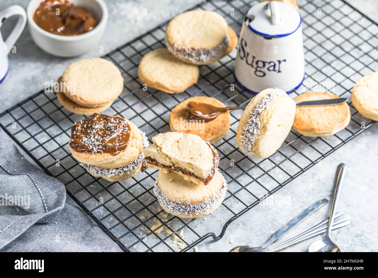 Alfajores: Traditional Peruvian cookies filled with caramel Stock Photo ...