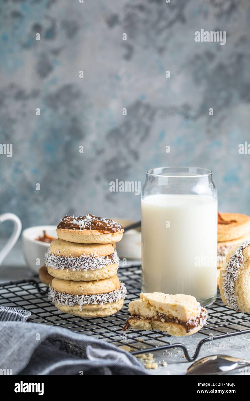 Alfajores: Traditional Peruvian cookies filled with caramel Stock Photo ...