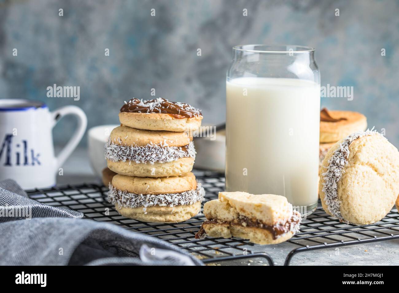 Alfajores: Traditional Peruvian cookies filled with caramel Stock Photo ...