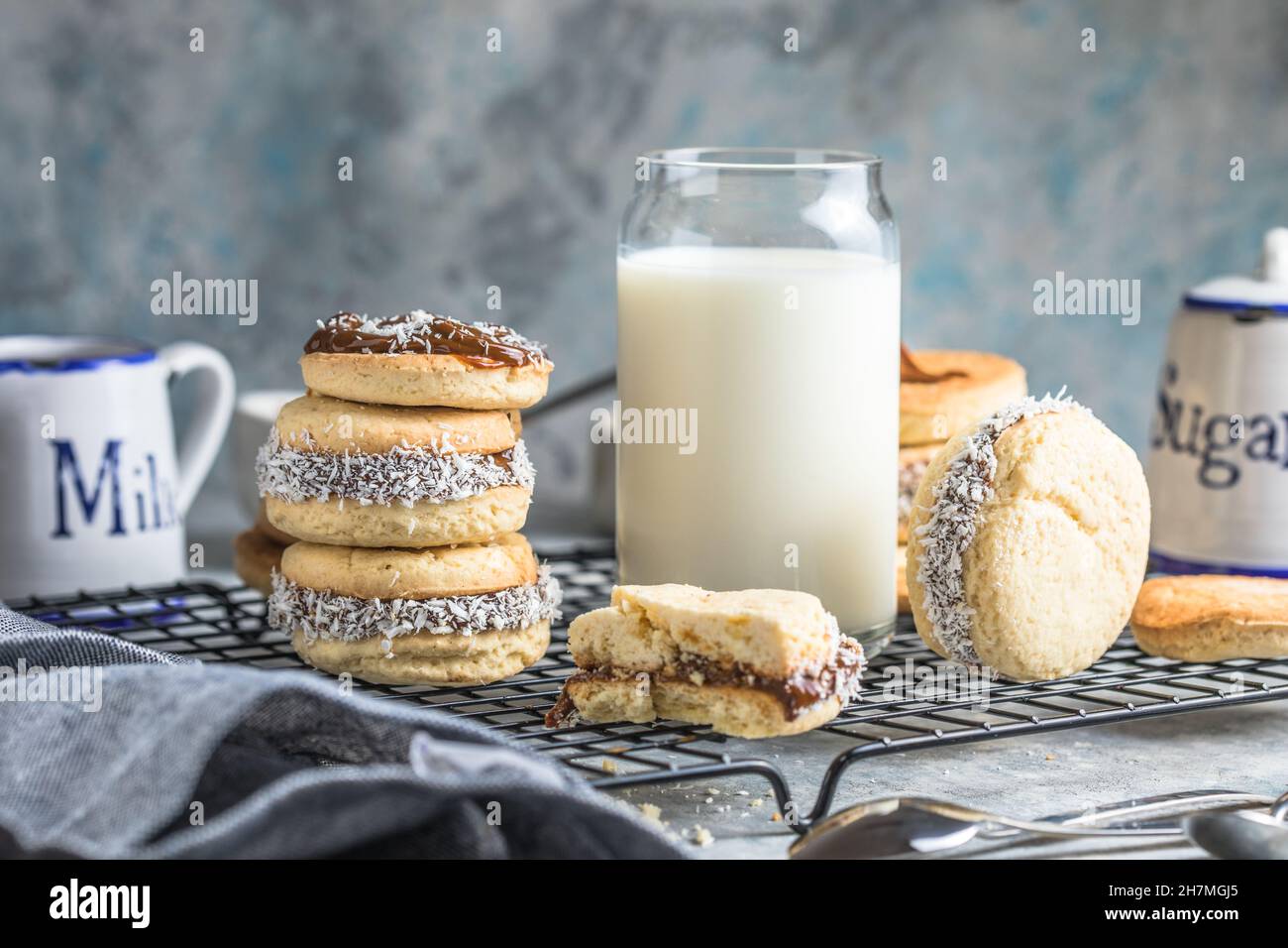 Alfajores: Traditional Peruvian cookies filled with caramel Stock Photo ...