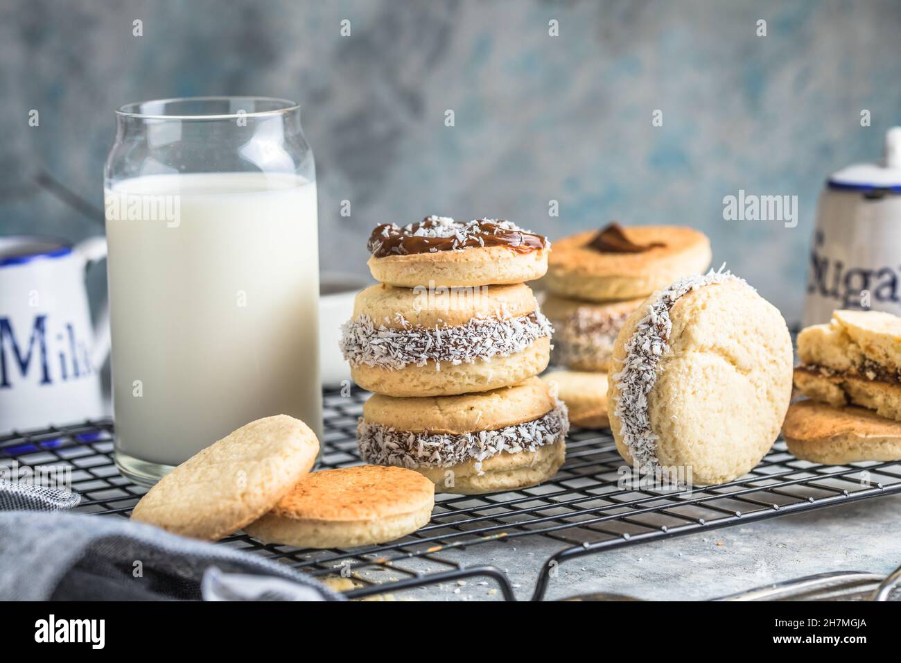 Alfajores: Traditional Peruvian cookies filled with caramel Stock Photo ...