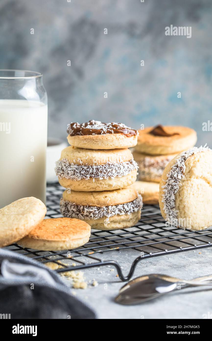 Alfajores: Traditional Peruvian cookies filled with caramel Stock Photo ...