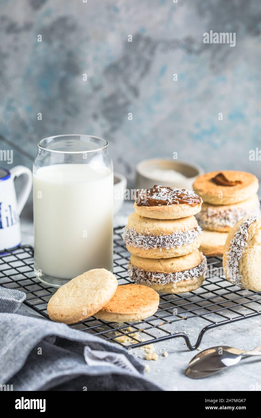 Alfajores: Traditional Peruvian cookies filled with caramel Stock Photo ...
