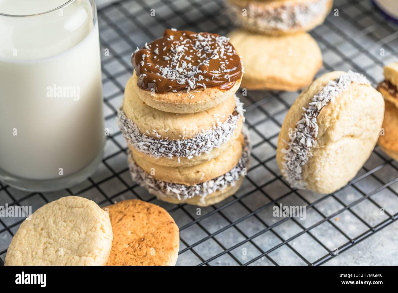 Alfajores: Traditional Peruvian cookies filled with caramel Stock Photo ...