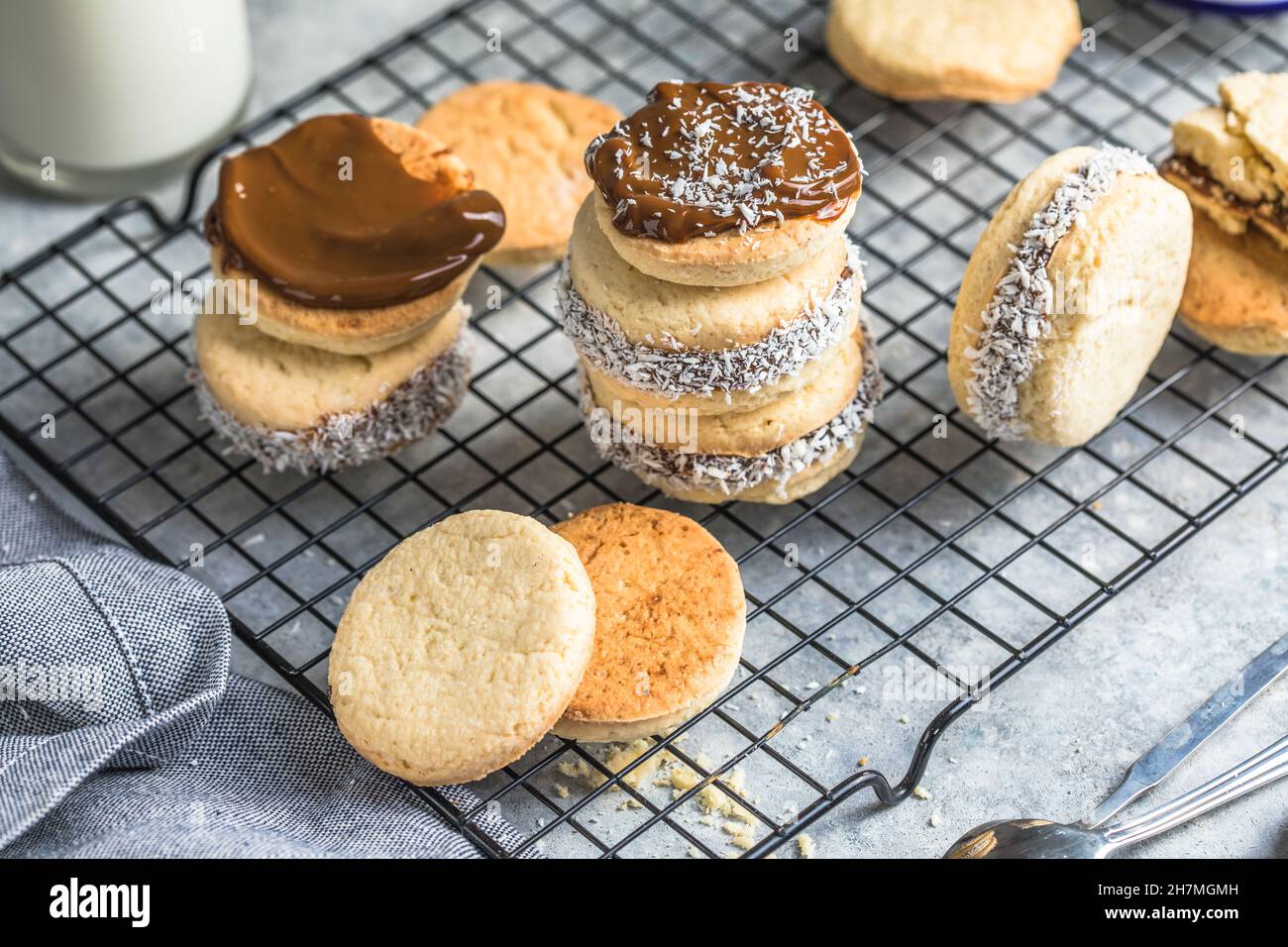 Alfajores: Traditional Peruvian cookies filled with caramel Stock Photo ...