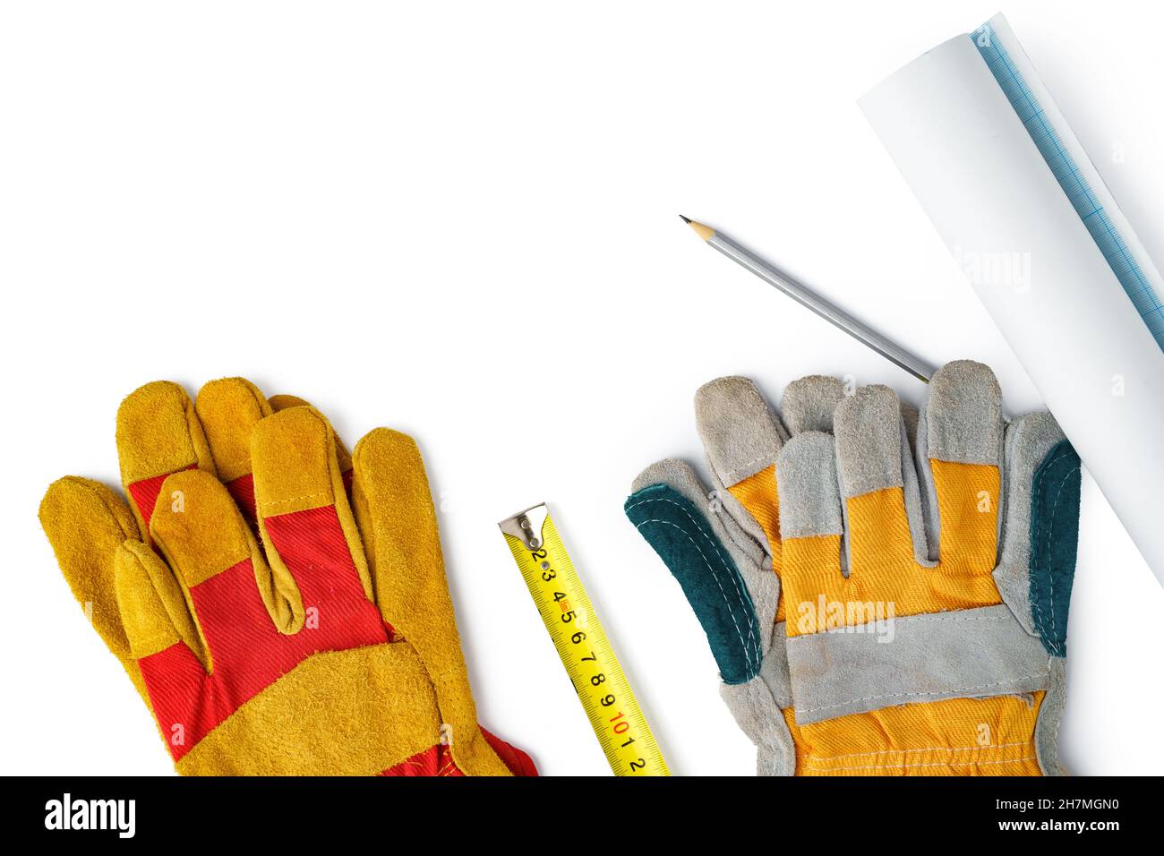 Engineer work tools isolated on white background Stock Photo - Alamy