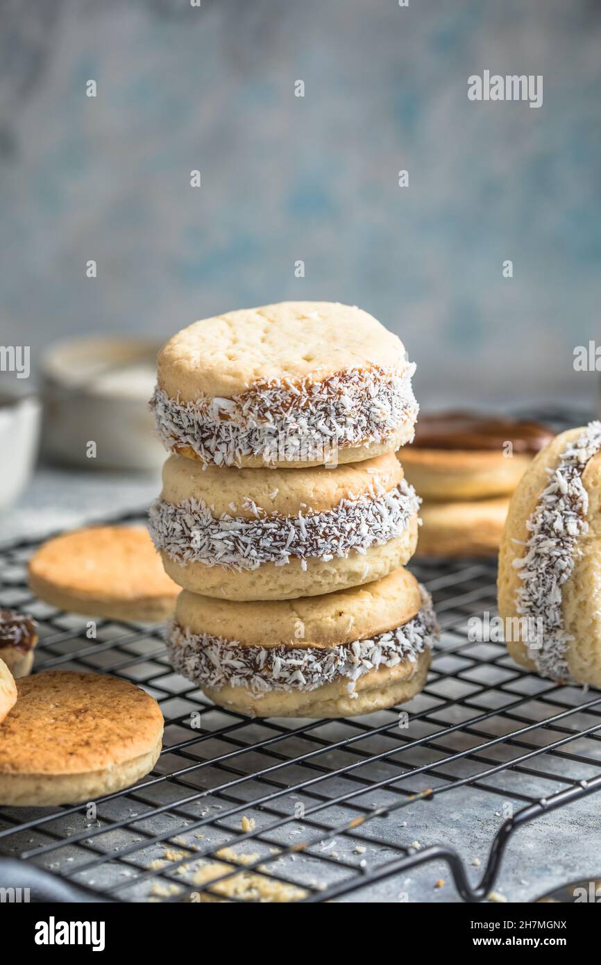 Alfajores: Traditional Peruvian cookies filled with caramel Stock Photo ...