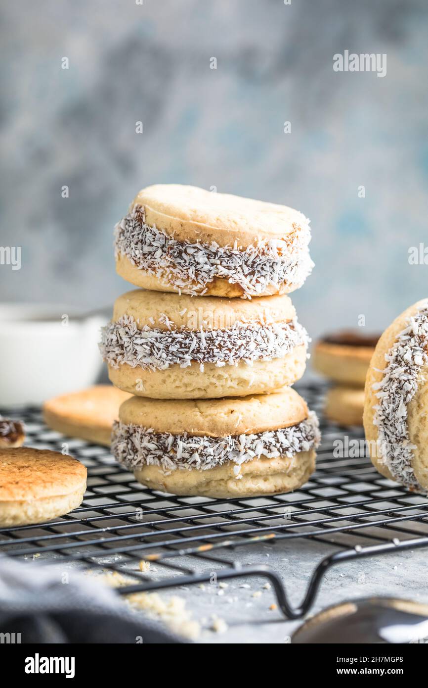 Alfajores: Traditional Peruvian cookies filled with caramel Stock Photo ...