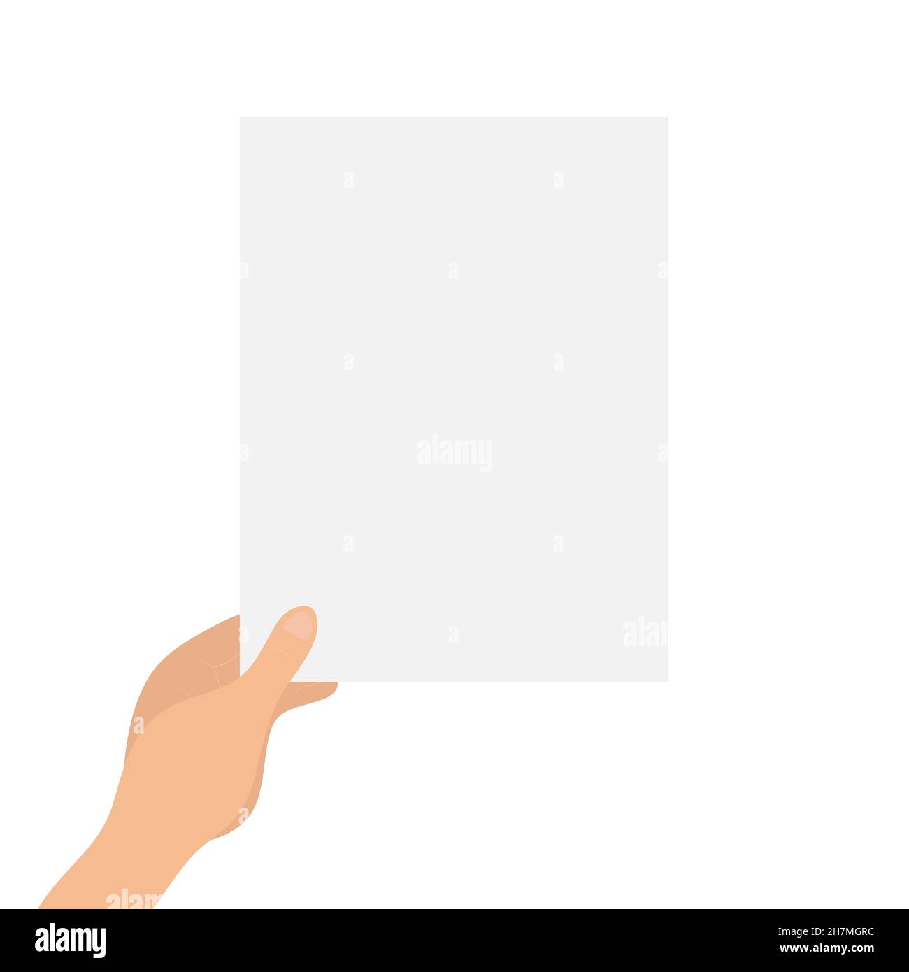 Hand holding a blank sheet of paper, mockup empty template. Place for ...