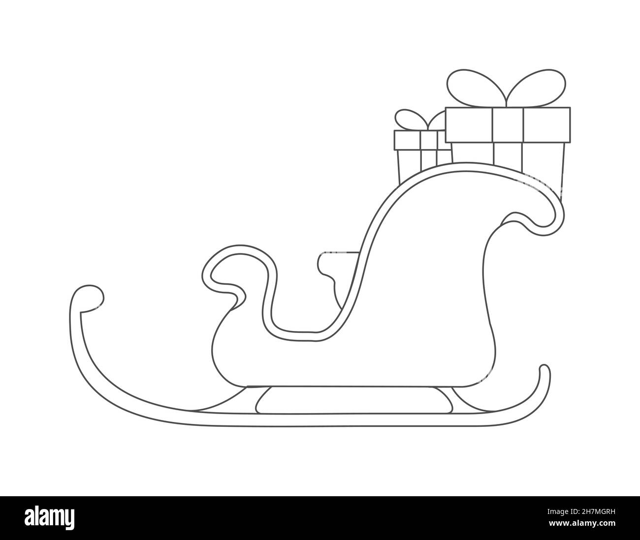 Santa Claus sleigh with gifts. An empty outline of a Christmas sleigh ...
