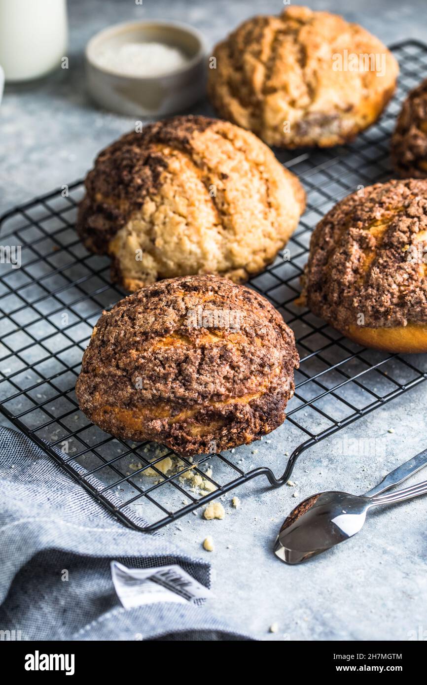 Conchas sweet bread is a type of pan dulce traditionally baked in ...