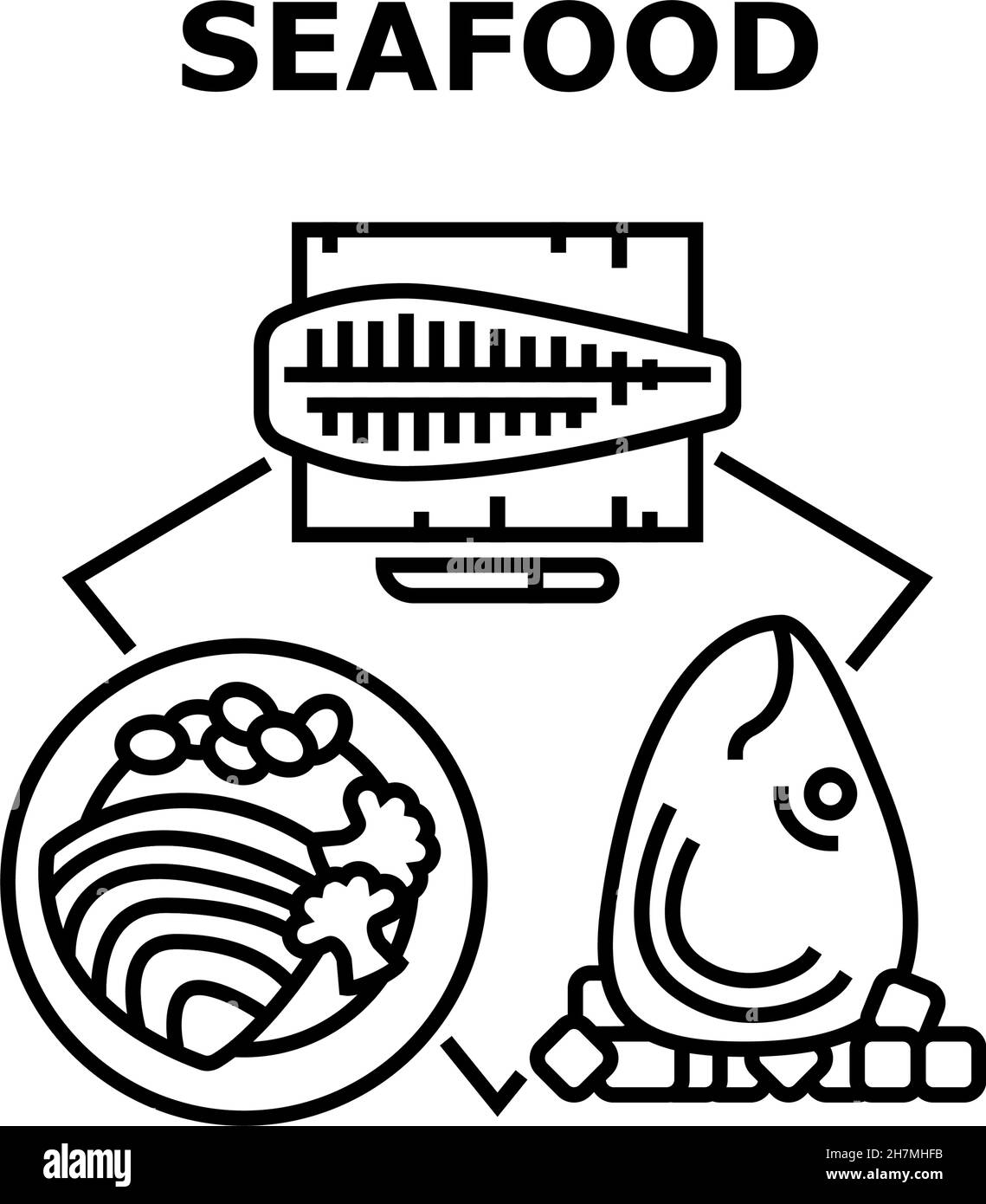 Seafood Dish Vector Concept Black Illustration Stock Vector Image & Art ...