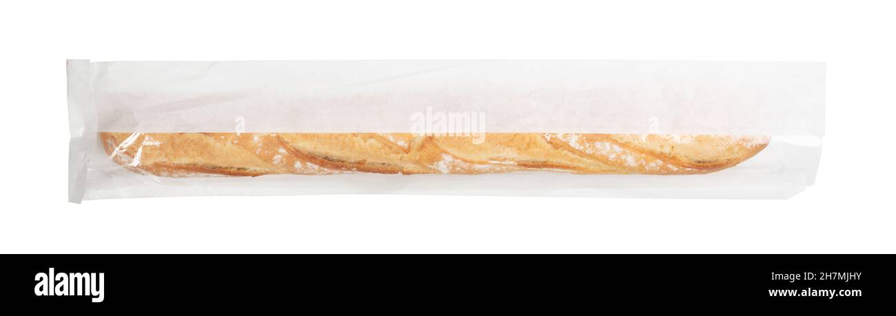 Fresh baguette in a paper bag, isolated on white Stock Photo - Alamy