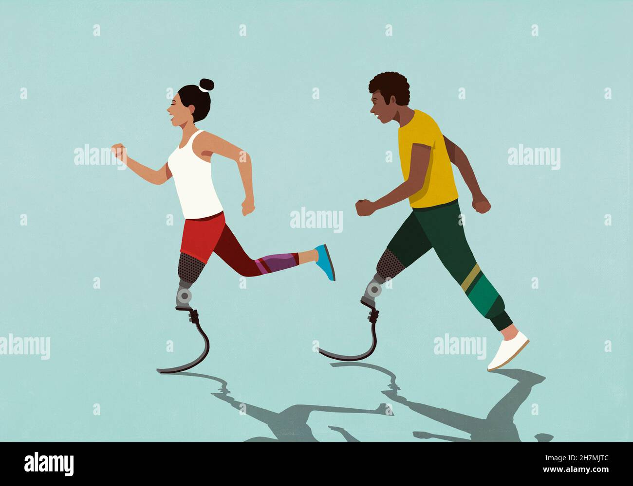 Amputee couple with prosthetic legs jogging Stock Photo - Alamy
