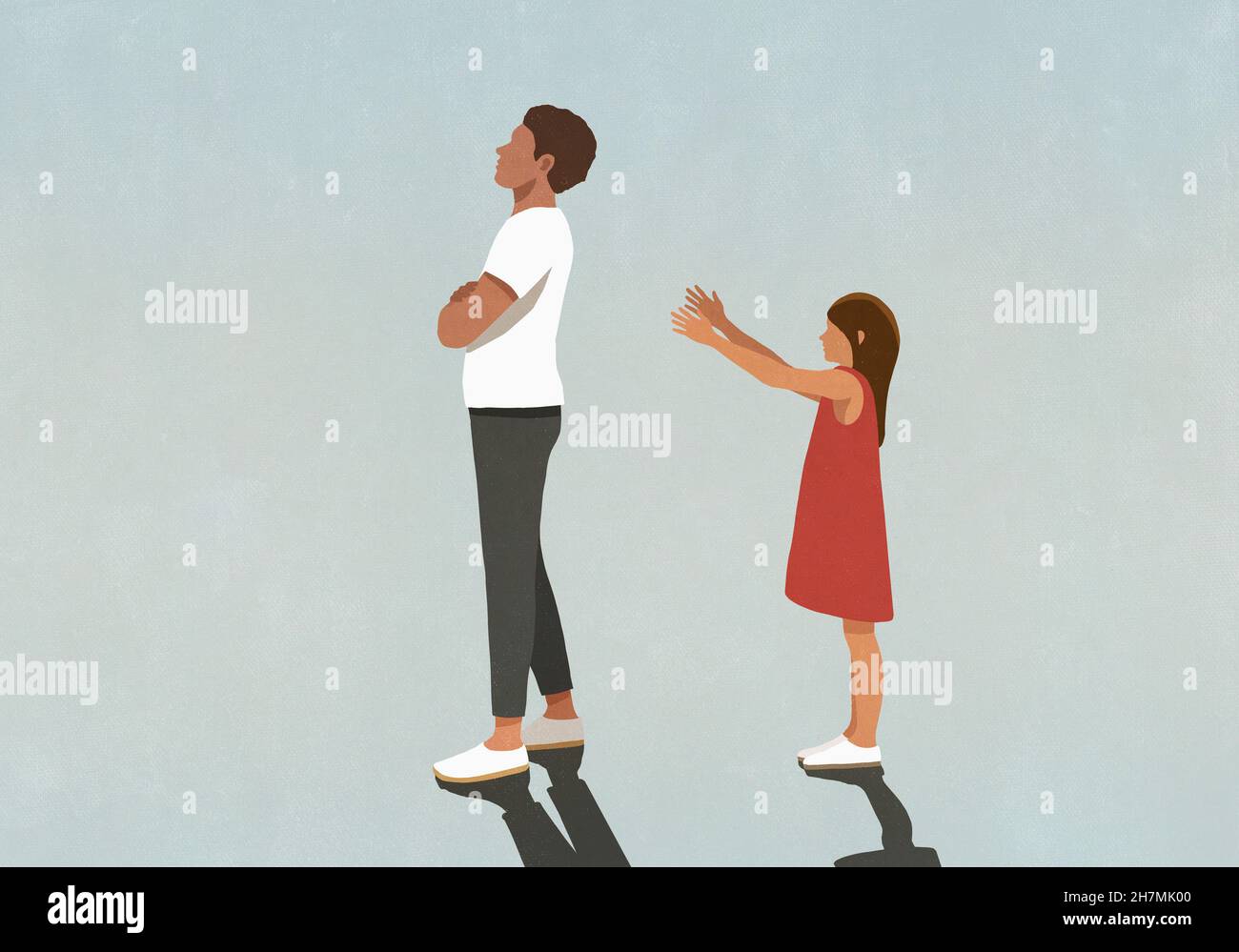 Father ignoring daughter with arms outstretched Stock Photo - Alamy