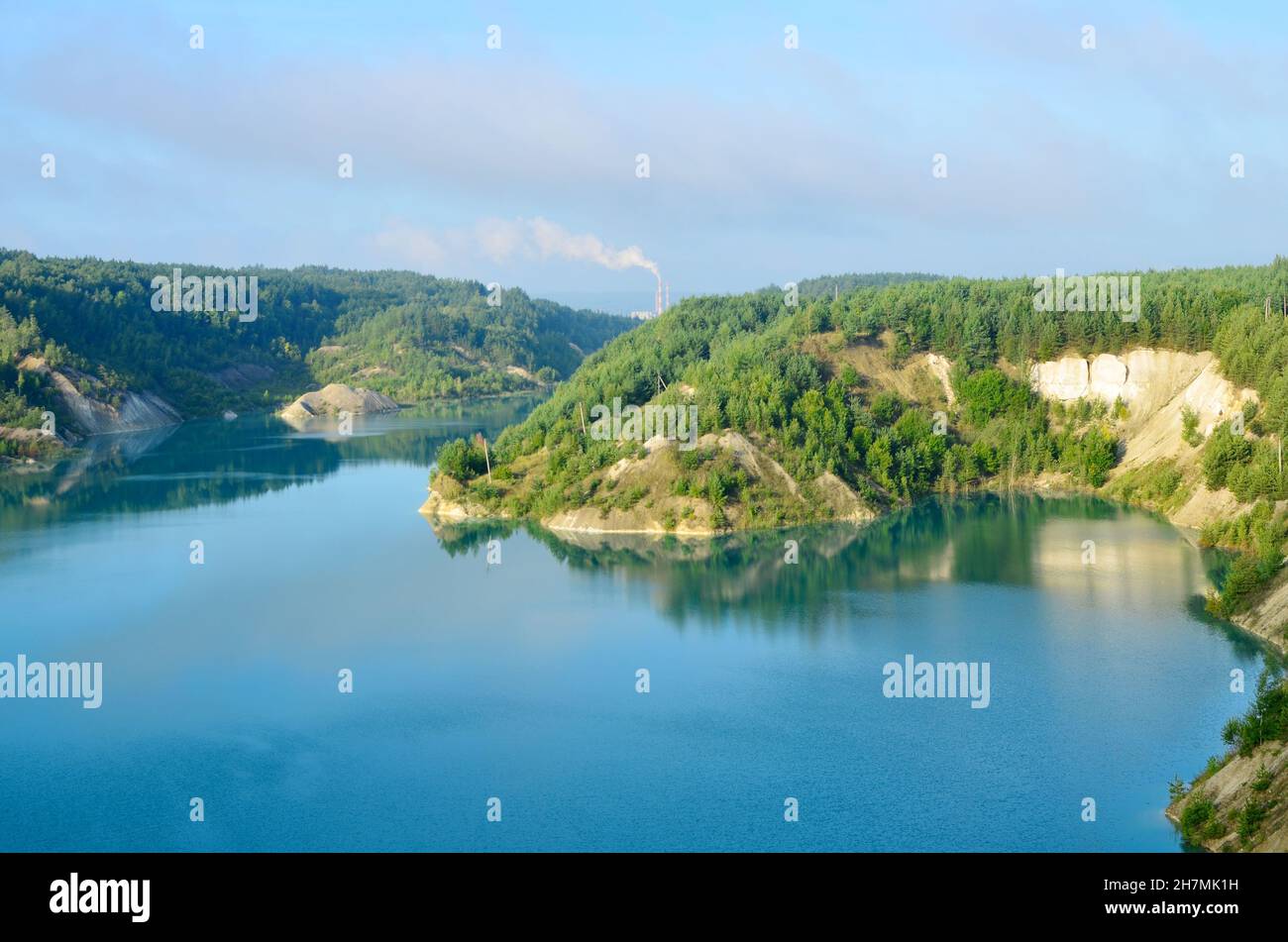 Artificial lake was is formed after the extraction of chalk in an ...