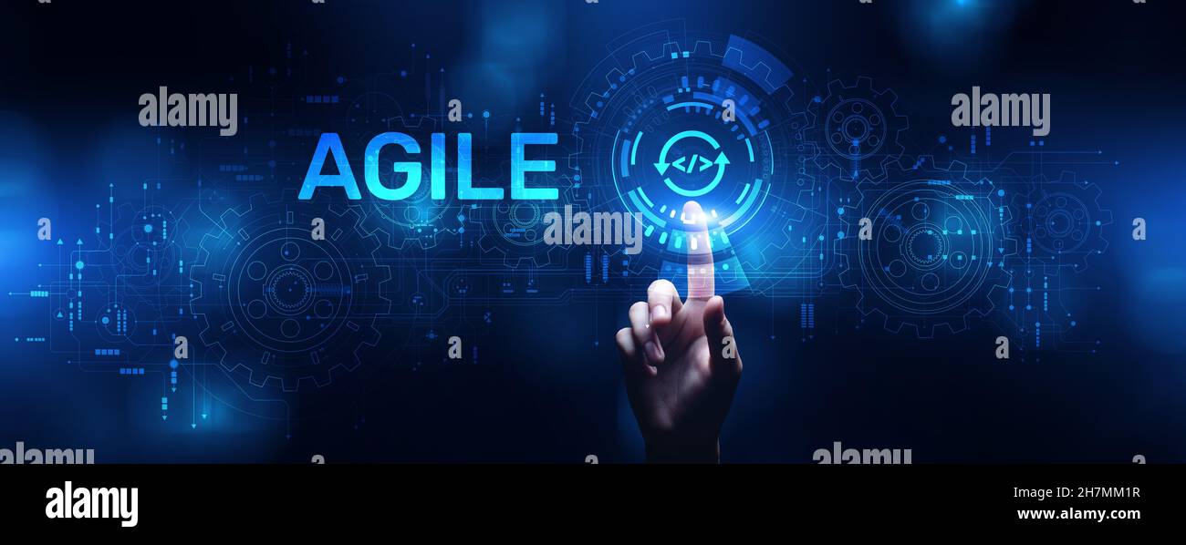 Agile flexible software development technique. Technology concept Stock ...