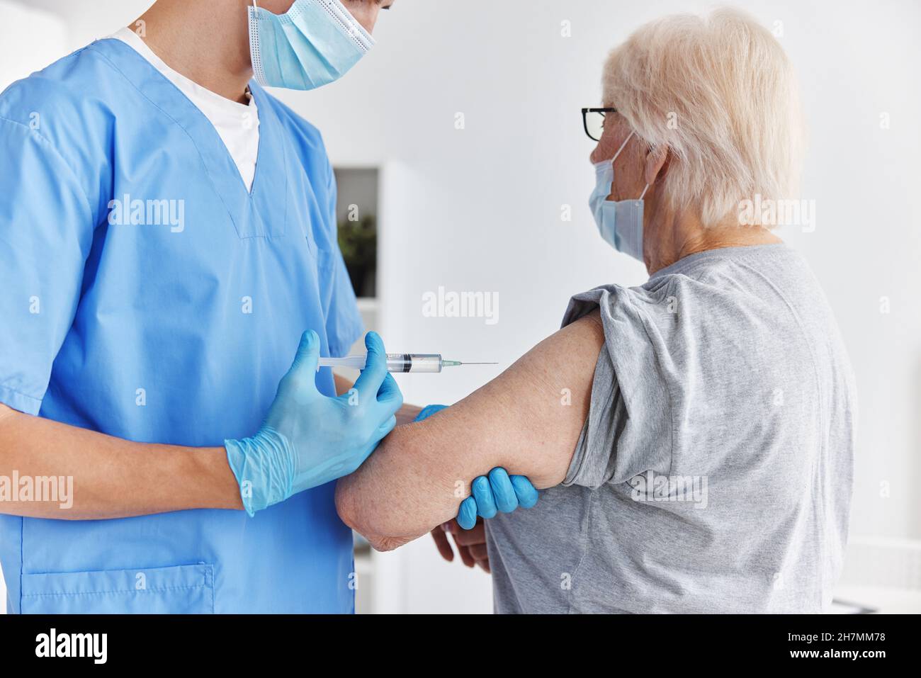 male doctor arm injection vaccine passport immunization safety Stock ...