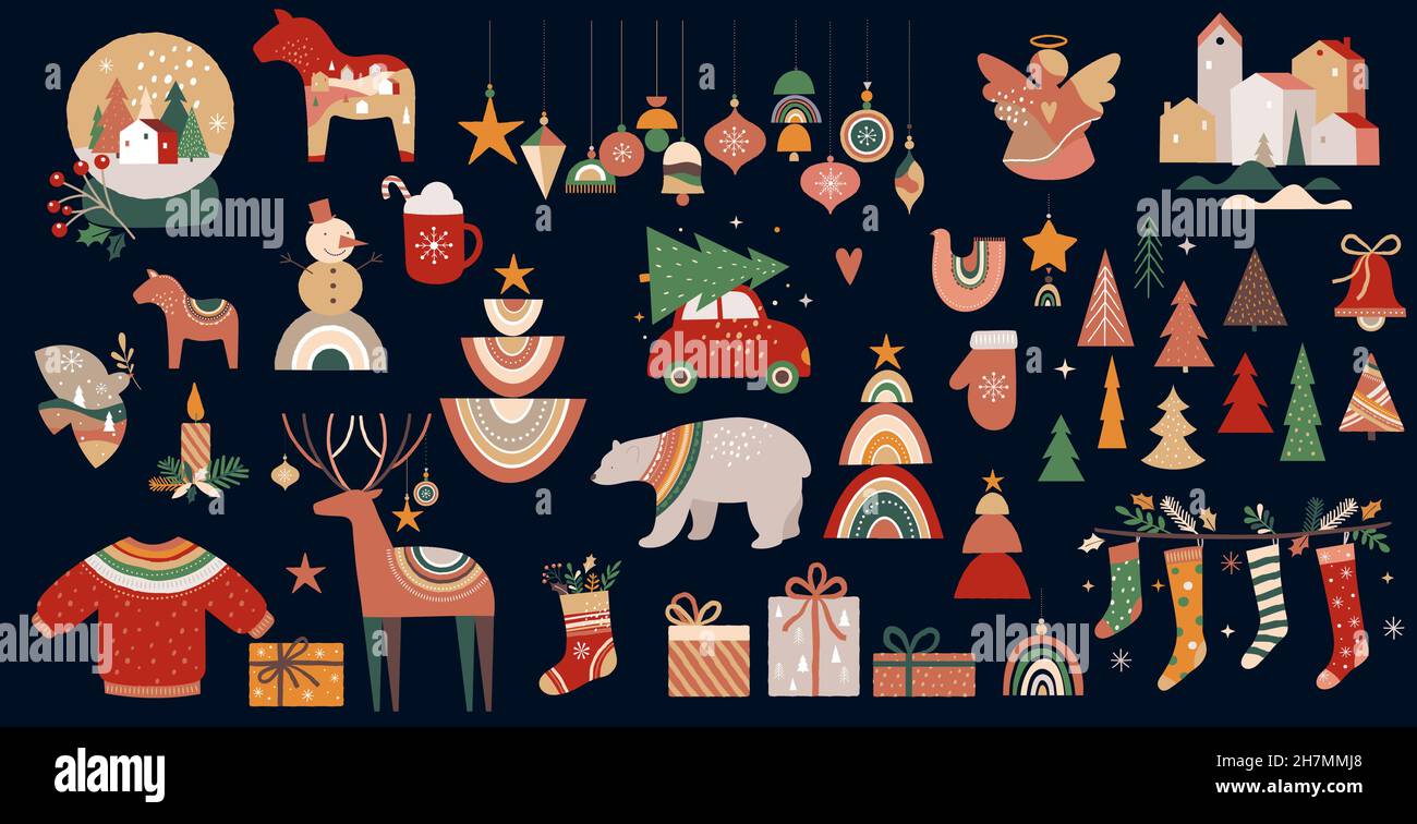 Modern boho christmas tree Stock Vector Images - Alamy