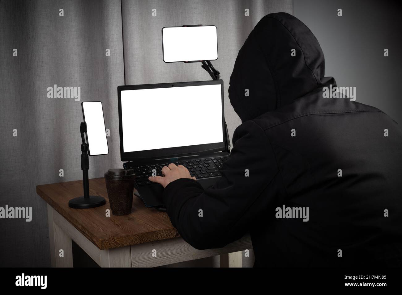 Blank screen template. Online piracy, fraud phishing, internet safety ...