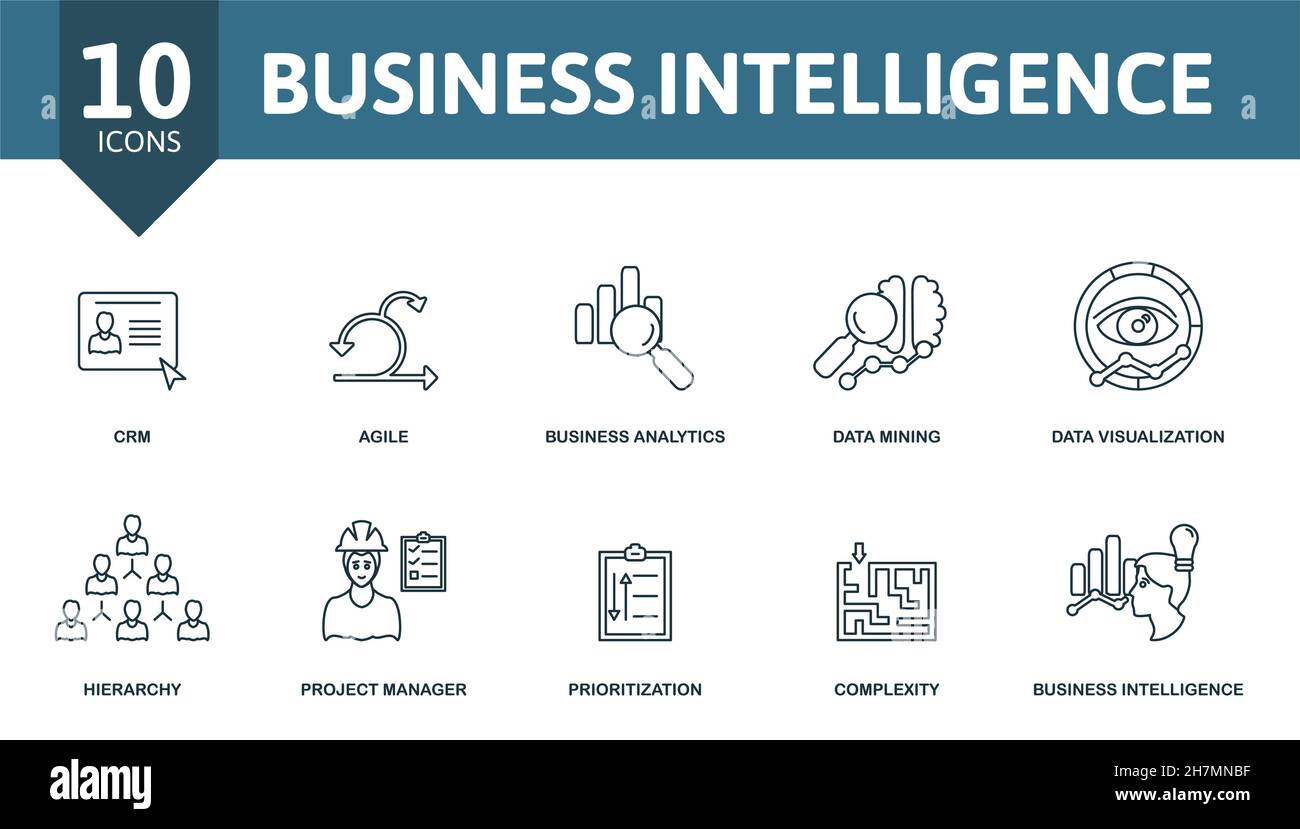 Business Intelligence icon set. Collection of simple elements such as ...