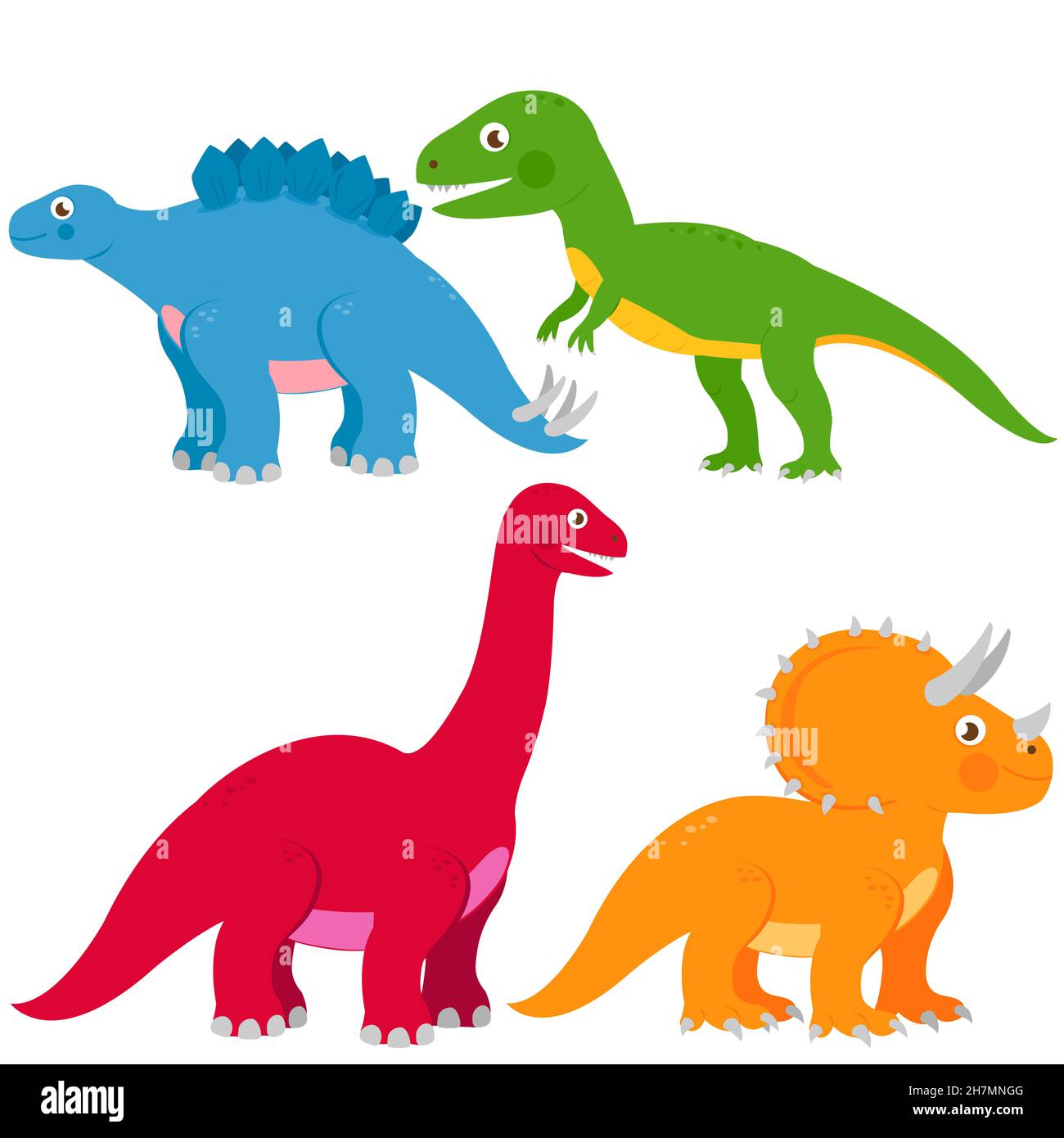 Illustration set of dinosaurs. A Stegosaurus, a brontosaurus, an ...