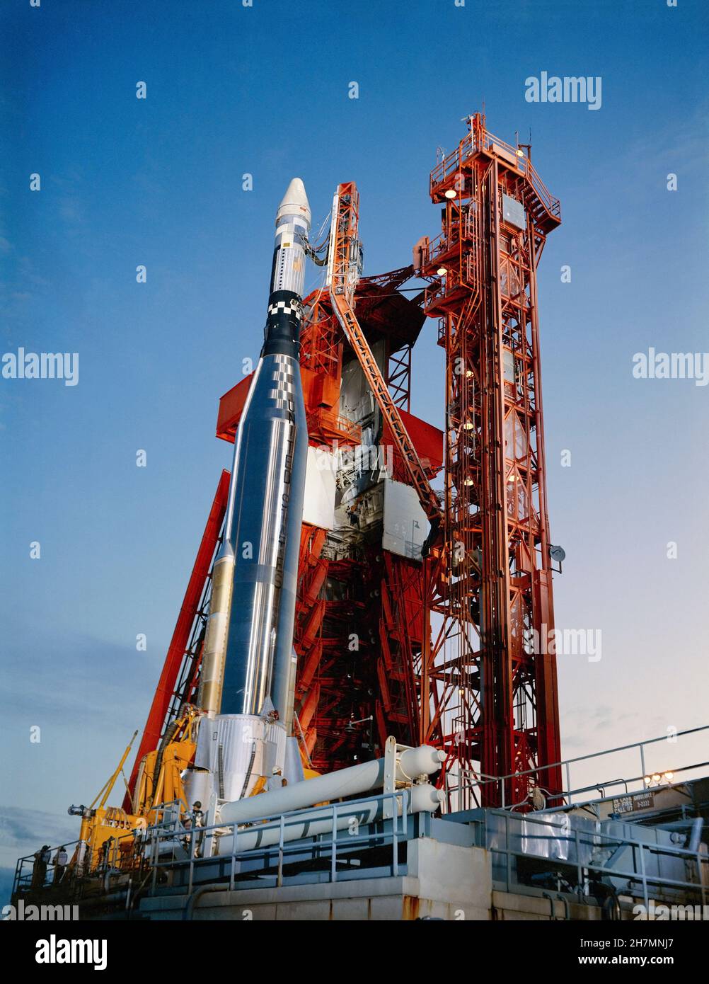 (12 Sept. 1966) --- An Agena Target Docking Vehicle atop its Atlas ...