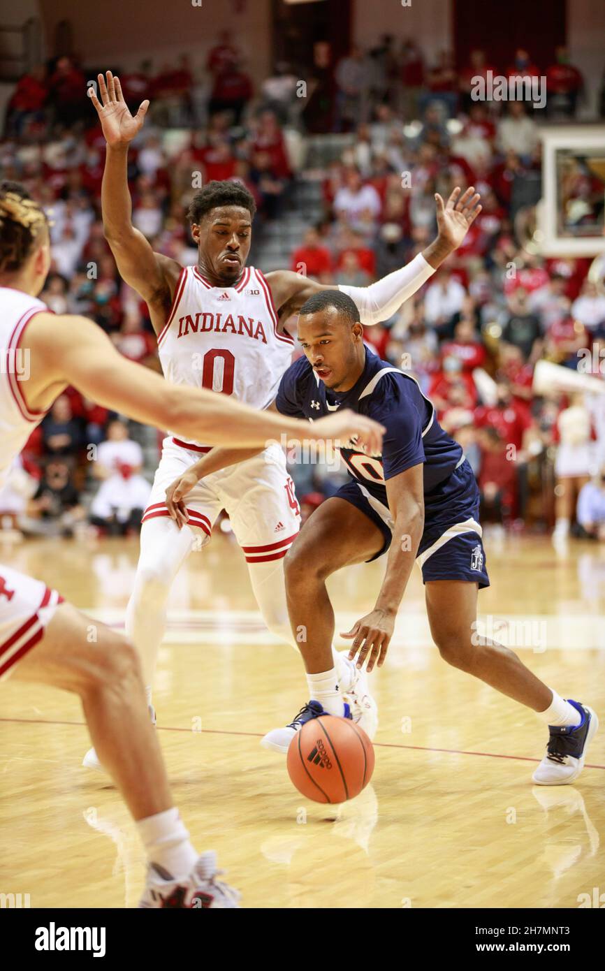 Indiana Hoosiers guard Xavier Johnson (C) plays against Jackson State ...