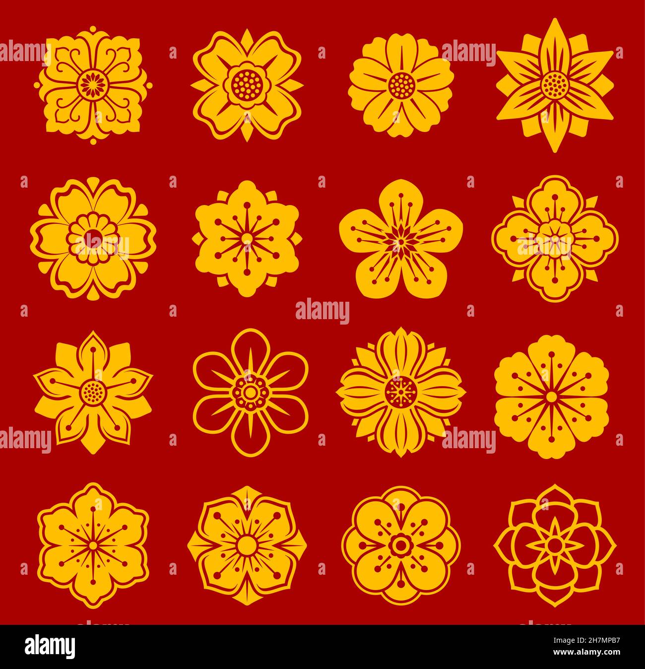 Asian floral chinese, japanese, korean patterns. Oriental geometric ...