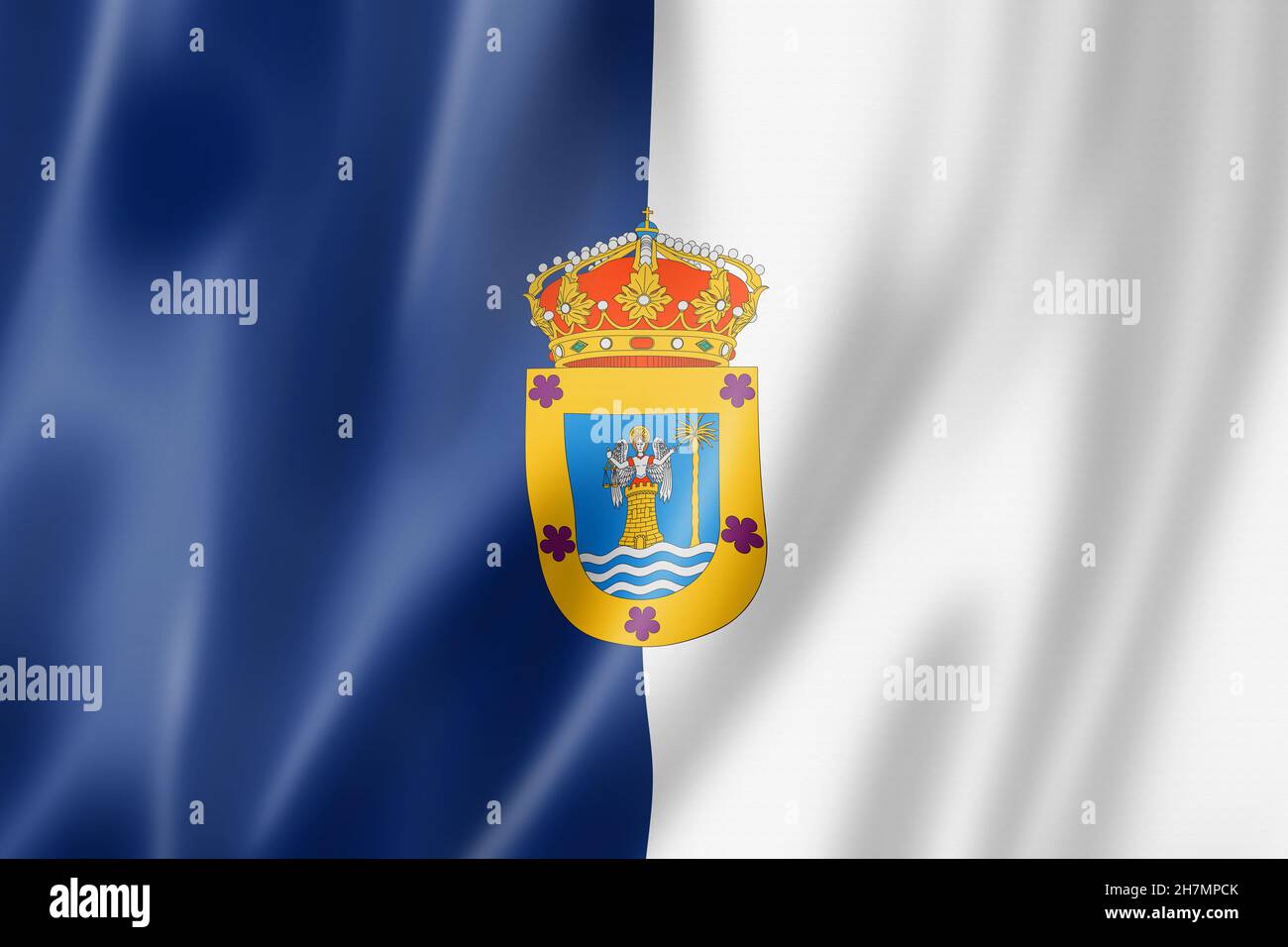 La Palma, Canary islands flag, Spain waving banner collection. 3D ...