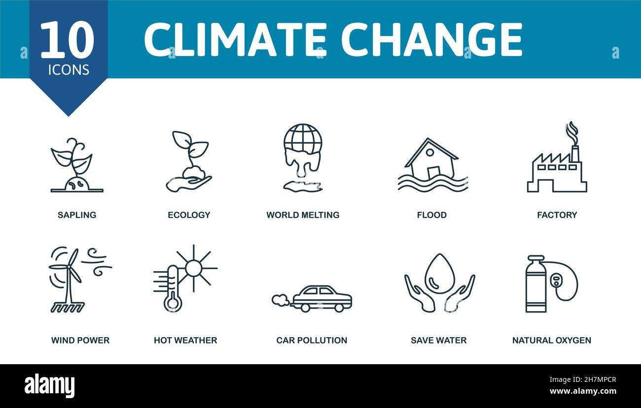 Climate Change icon set. Collection of simple elements such as the ...