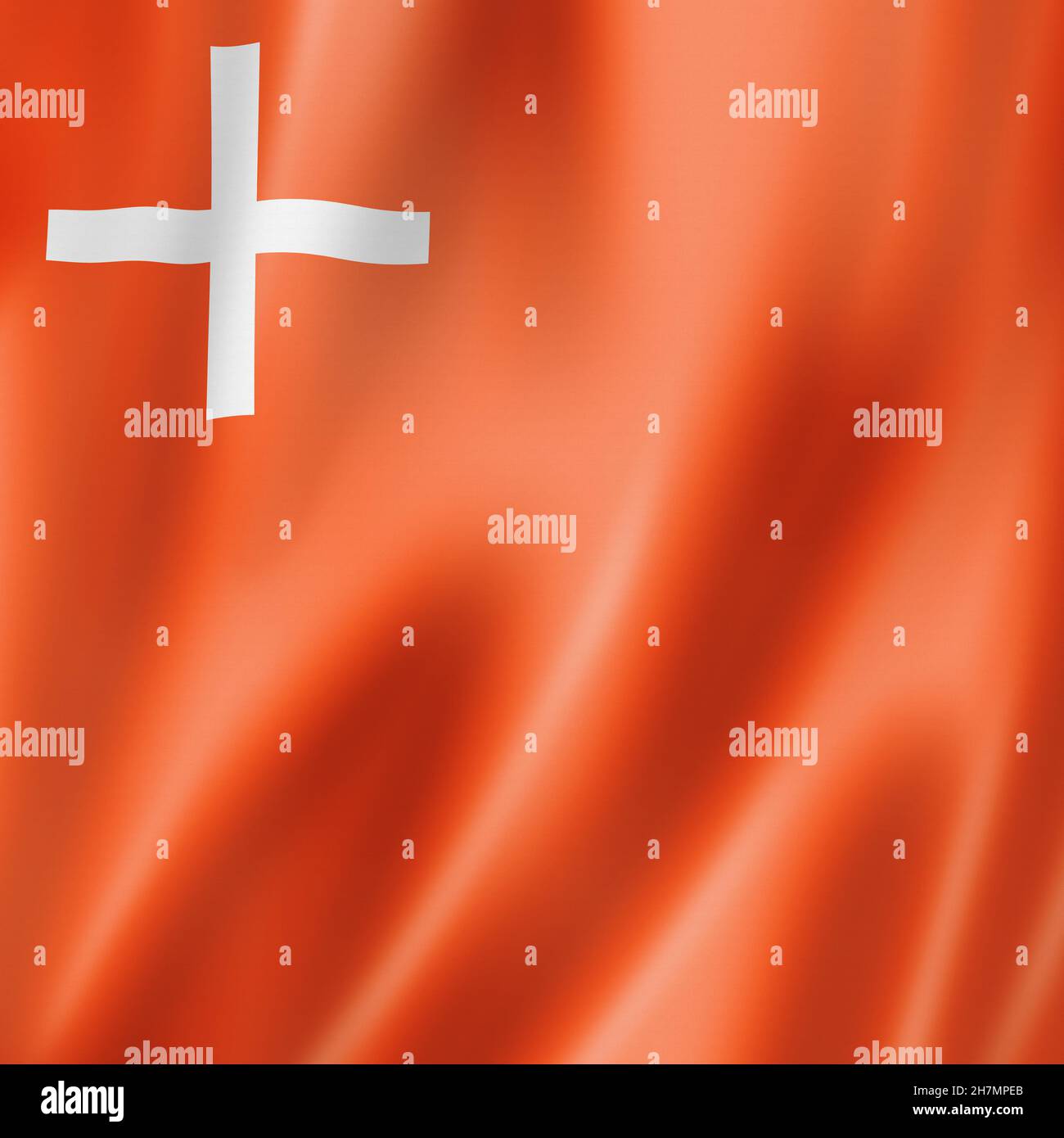 Schwyz canton - State - flag, Switzerland waving banner collection. 3D ...