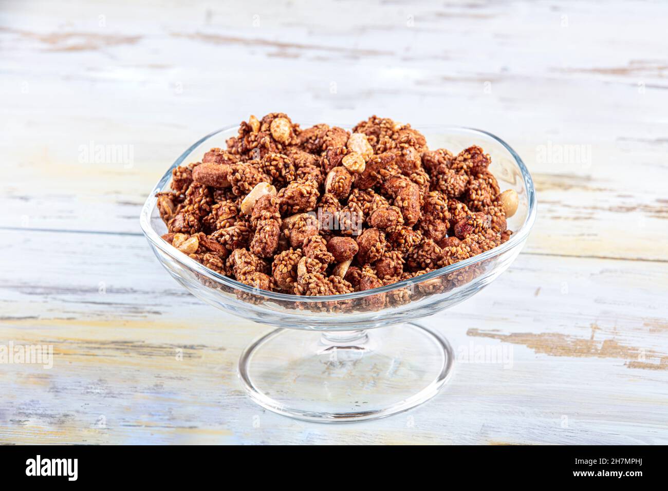 Close-up view of brown colored peanuts and peanut collection. Concept ...