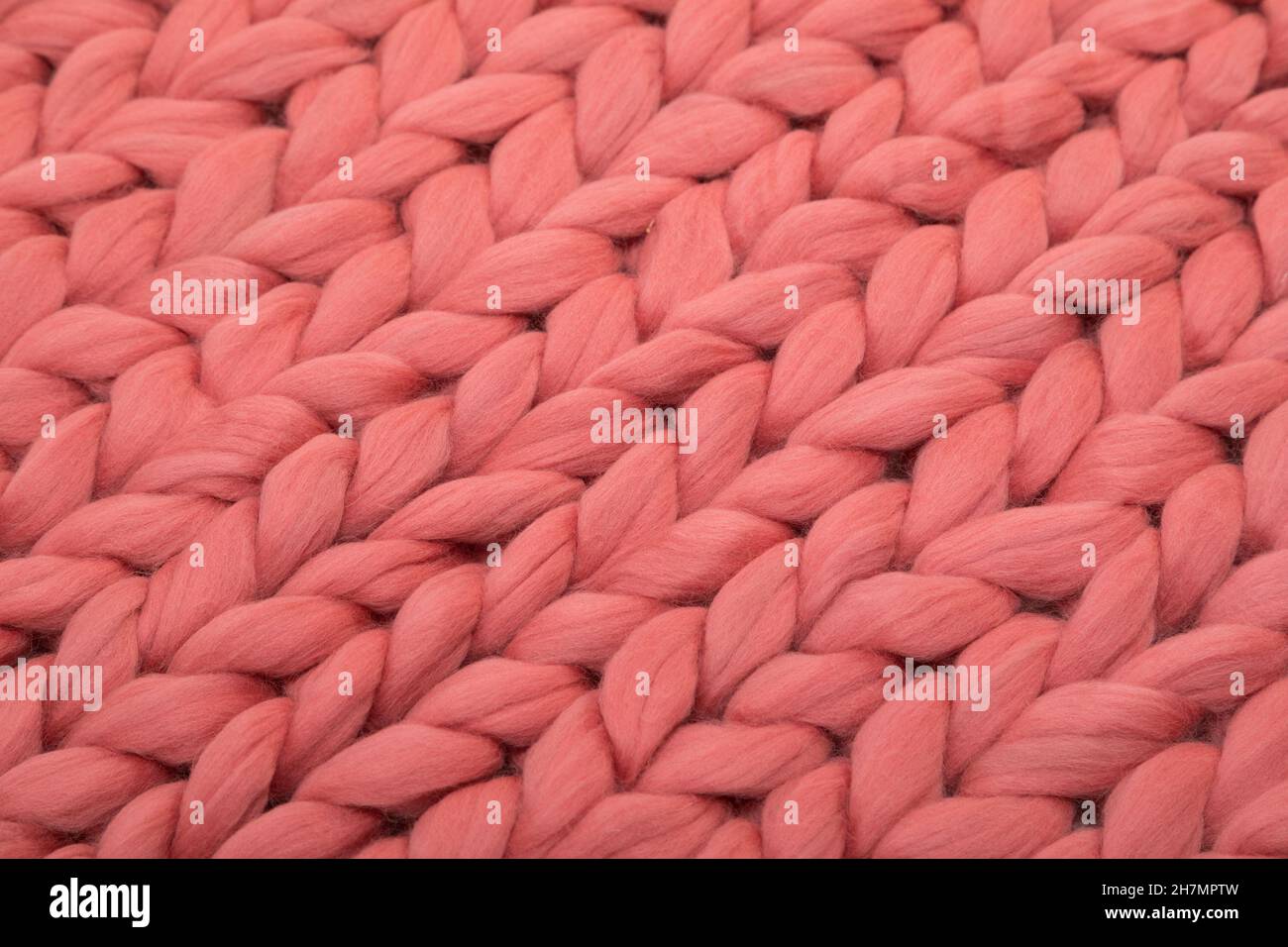 plaid from natural sheep wool close-up coral color Stock Photo - Alamy