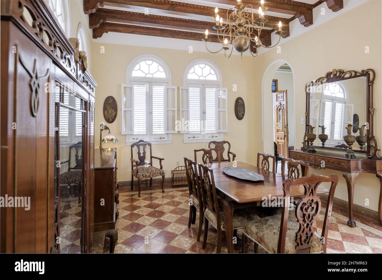 Classical interior home diner area with old furniture Stock Photo - Alamy