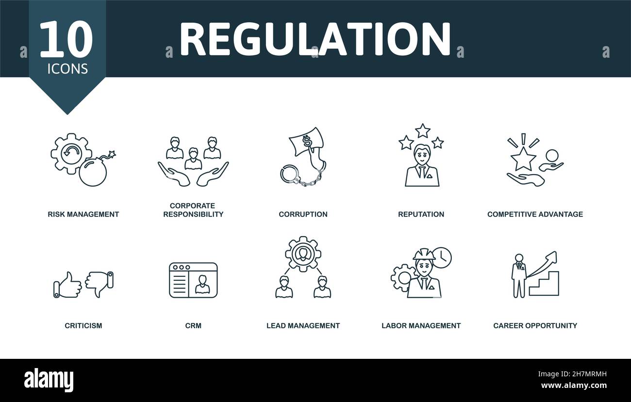 Regulation icon set. Collection of simple elements such as the ...