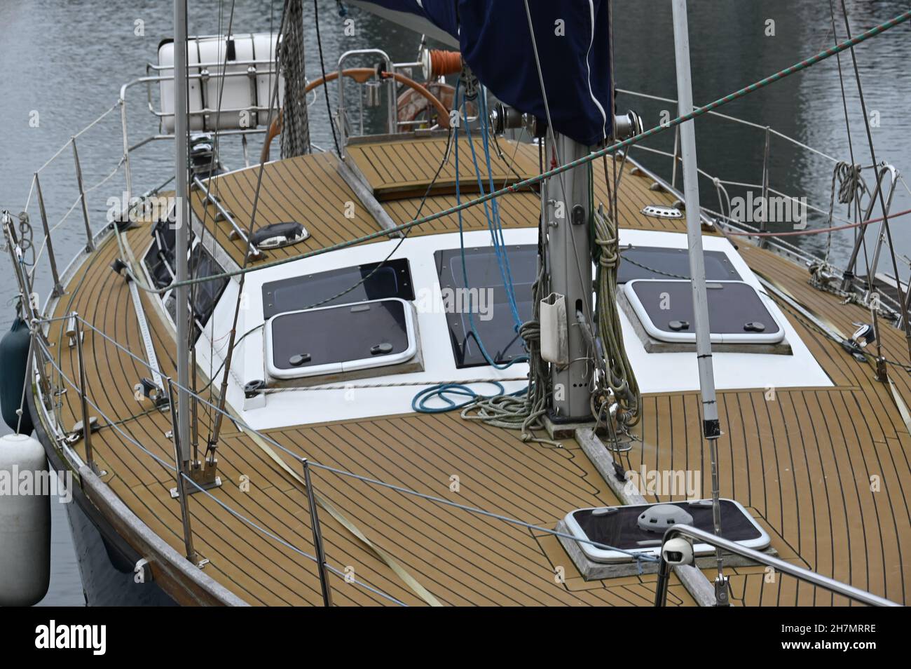 Sailing yacht in port in November Stock Photo - Alamy