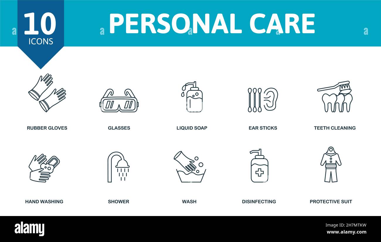 Personal Care icon set. Collection of simple elements such as the ...