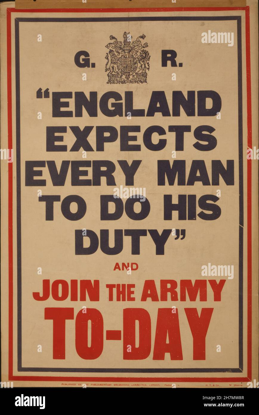 Enlist Poster - British World War One Propaganda - 04 Stock Photo - Alamy